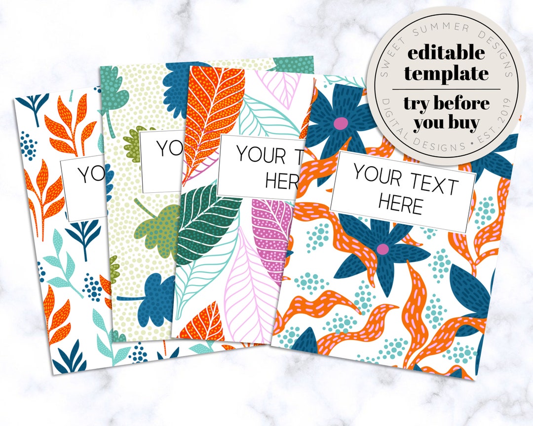 Bright Leaves Editable Binder Covers, Editable Binder Cover Template ...