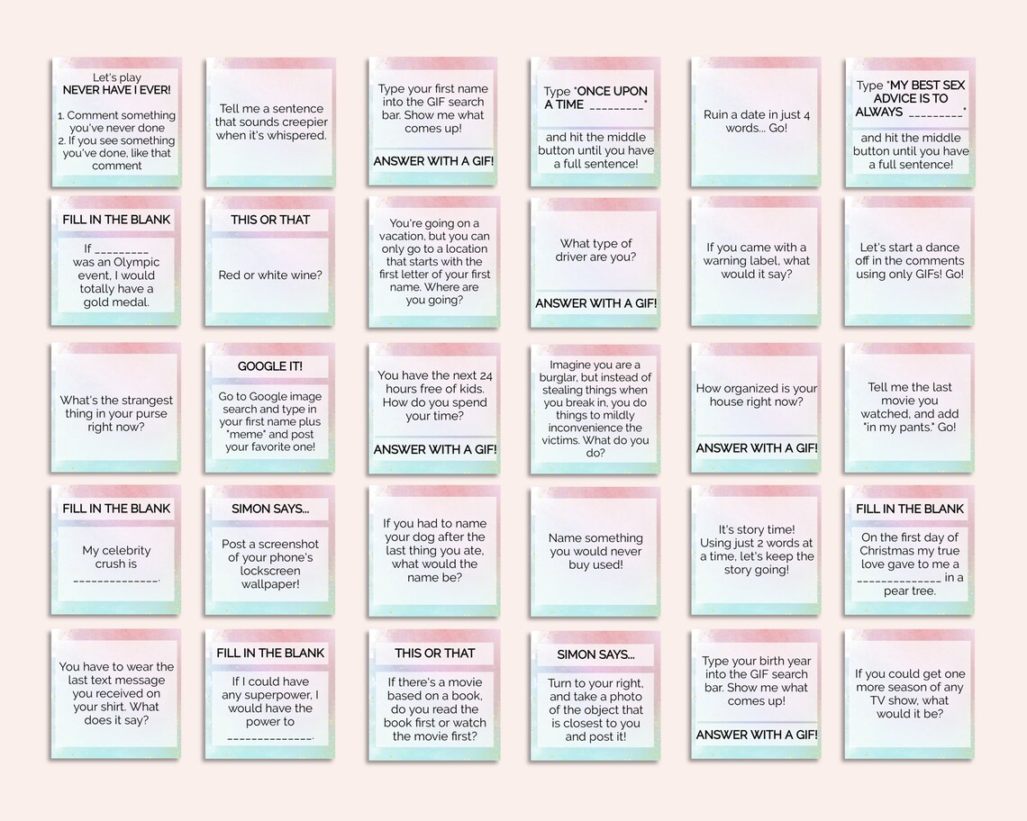 100 Rainbow Facebook Games Interactive Posts Social media | Etsy