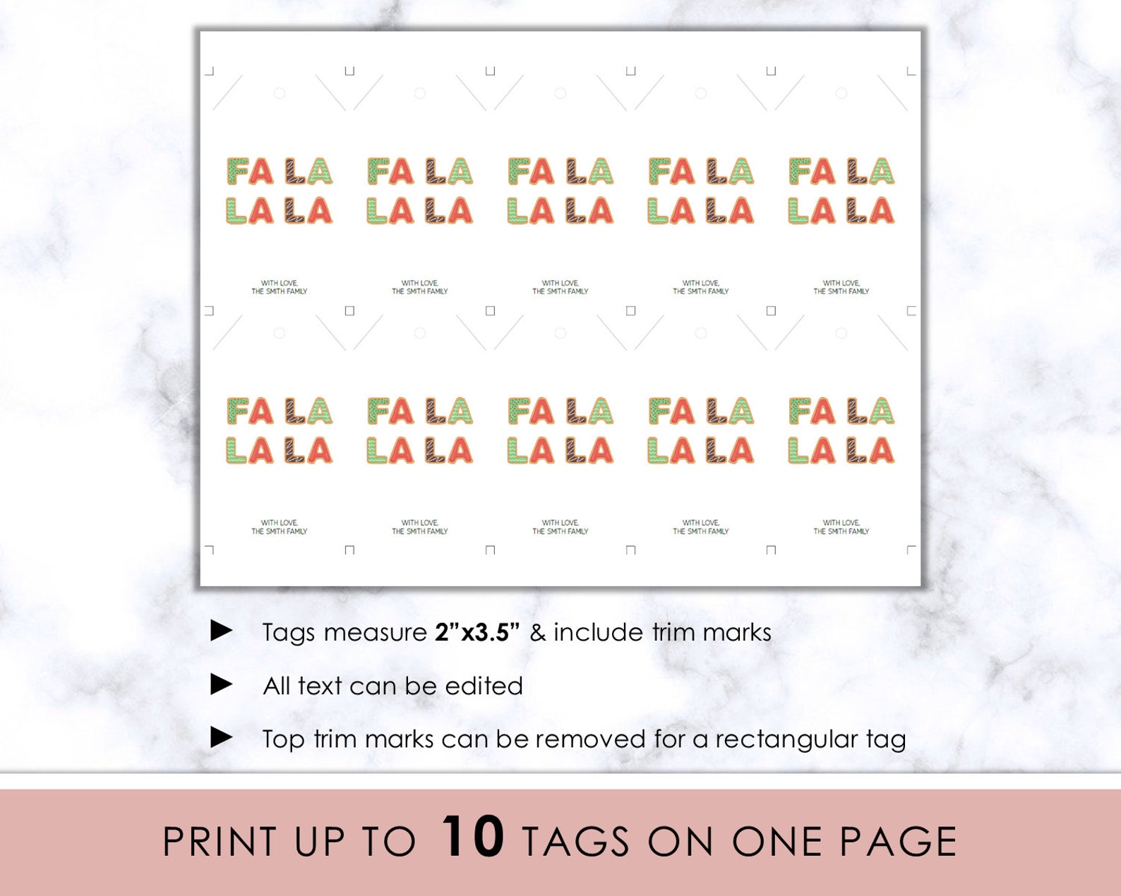 Fa La La Gift Tag Printable, Editable Christmas Gift Tag, Holiday Tag ...