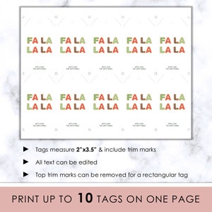 Fa La La Gift Tag Printable, Editable Christmas Gift Tag, Holiday Tag ...