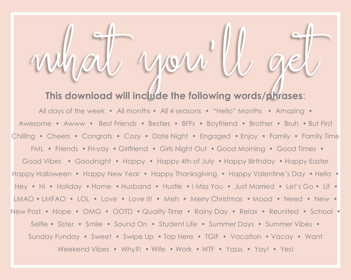 125 Pink Glitter Words and Phrases Instagram Story Stickers, Pink ...