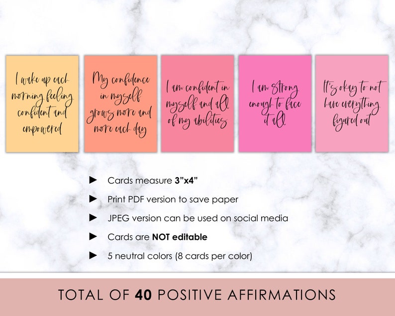 40 Sunset Positive Affirmations Printable Cards Daily | Etsy