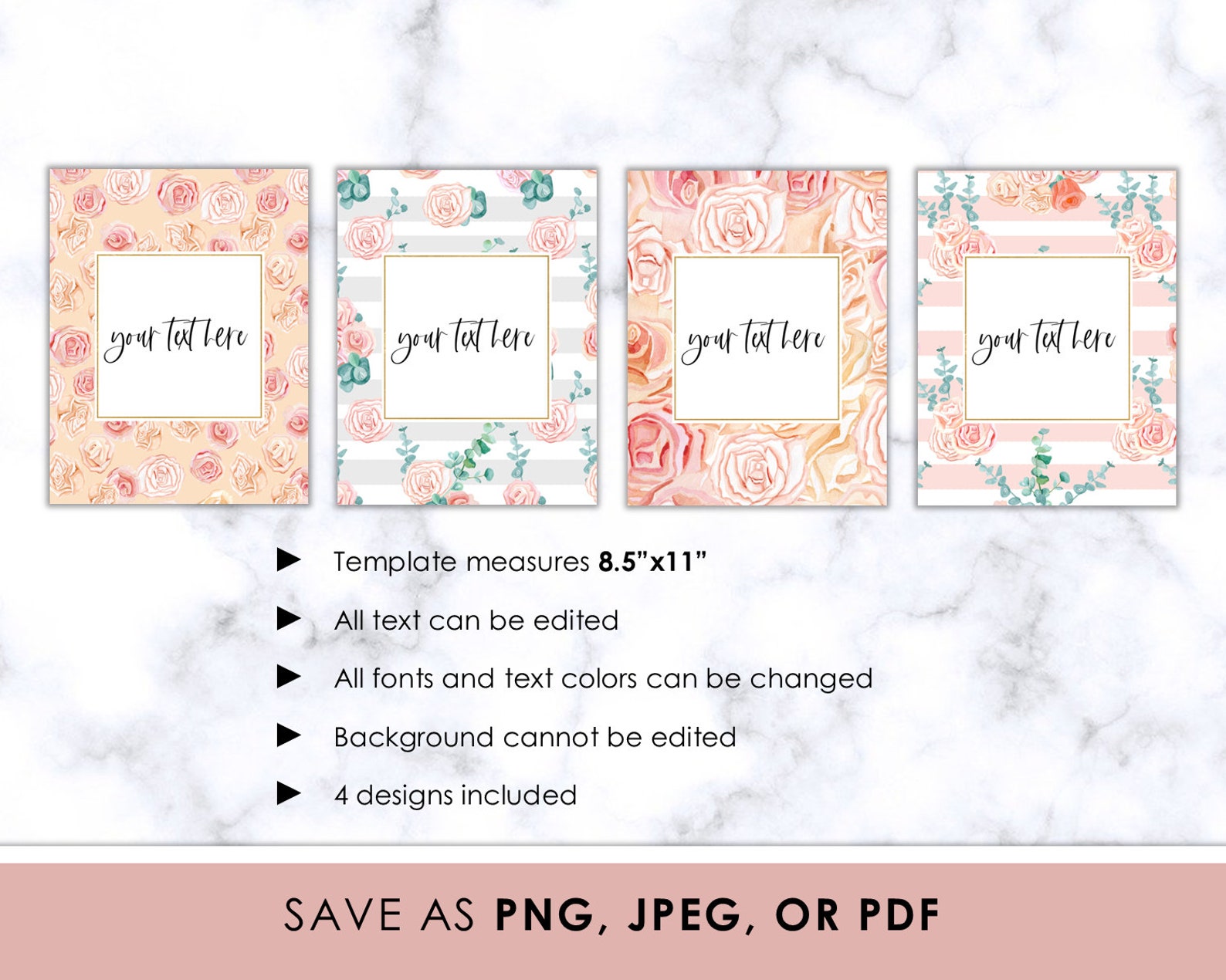 Peach Floral Editable Binder Covers Blue Template Editable - Etsy