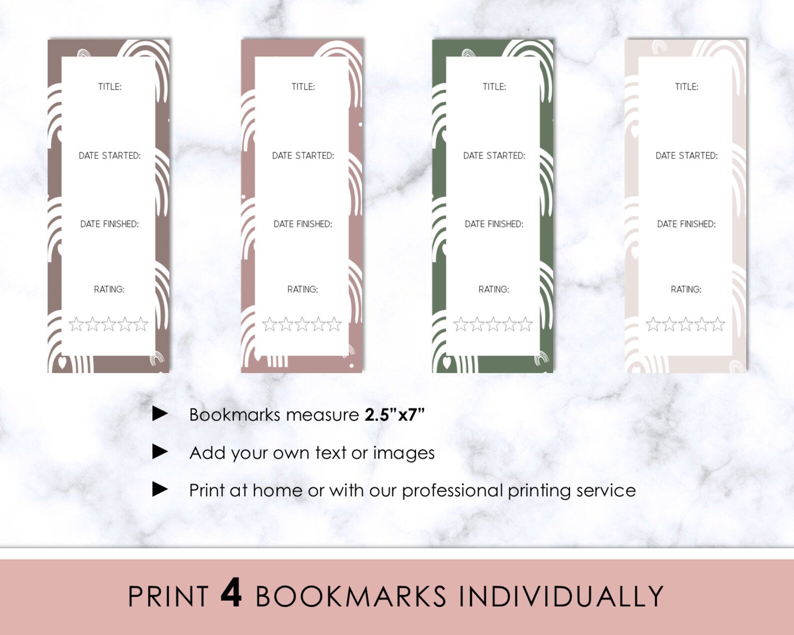 Boho Rainbow Book Review Printable Bookmark Book Review - Etsy