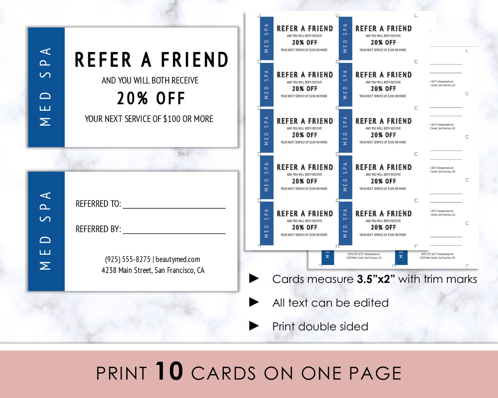 Med Spa Editable Referral Card Esthetician Editable Rack | Etsy
