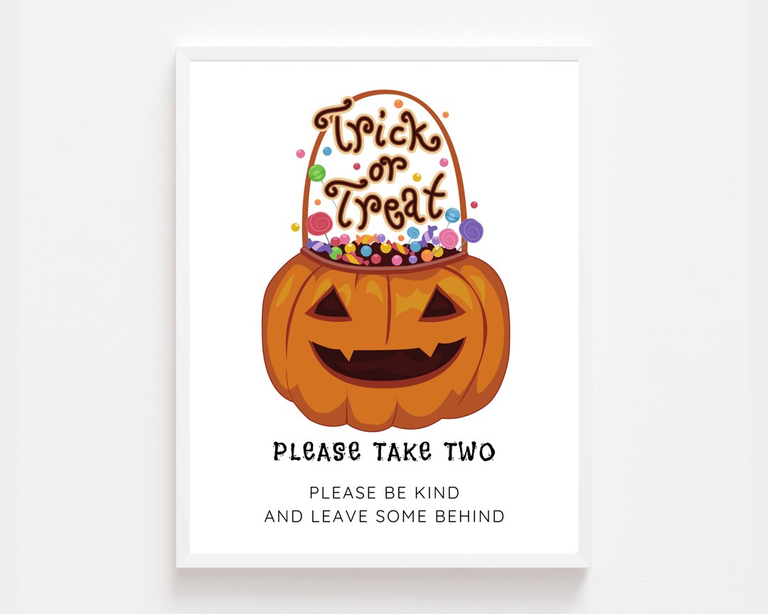 Trick or Treat Pumpkin Bucket Sign Printable, Trick or Treat Sign ...