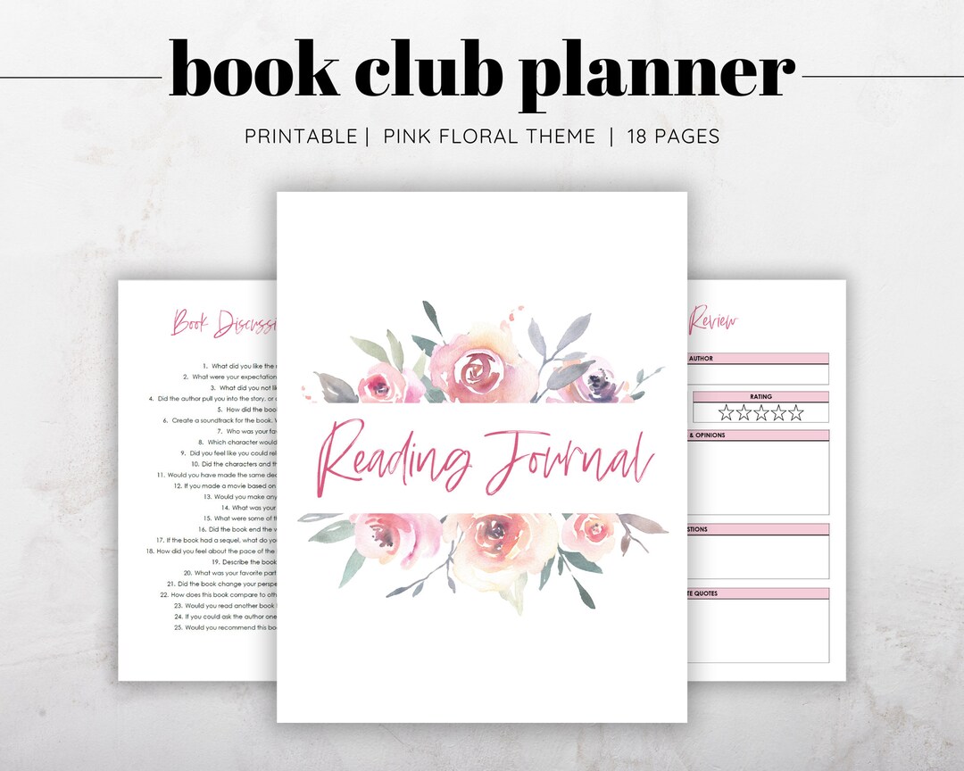 Reading Journal Printable, Book Club Planner Printable, Reading List ...