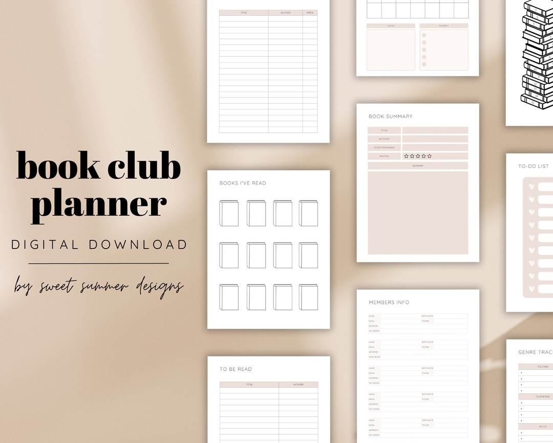 Minimalist Book Club Planner Printable Reading Journal - Etsy