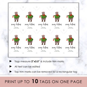 Winter Bear Christmas Gift Tag Printable, Editable Christmas Gift Tag ...