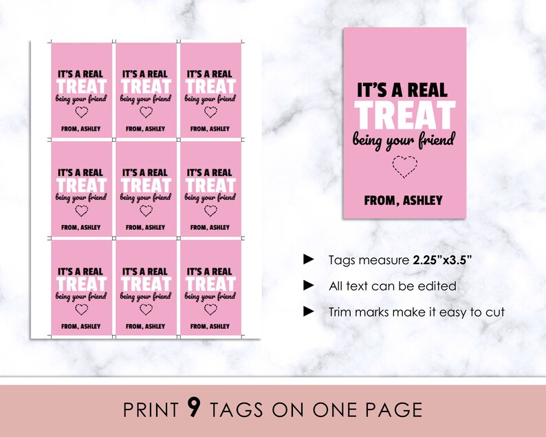 Real Treat Being Your Friend Tag Printable Editable - Etsy