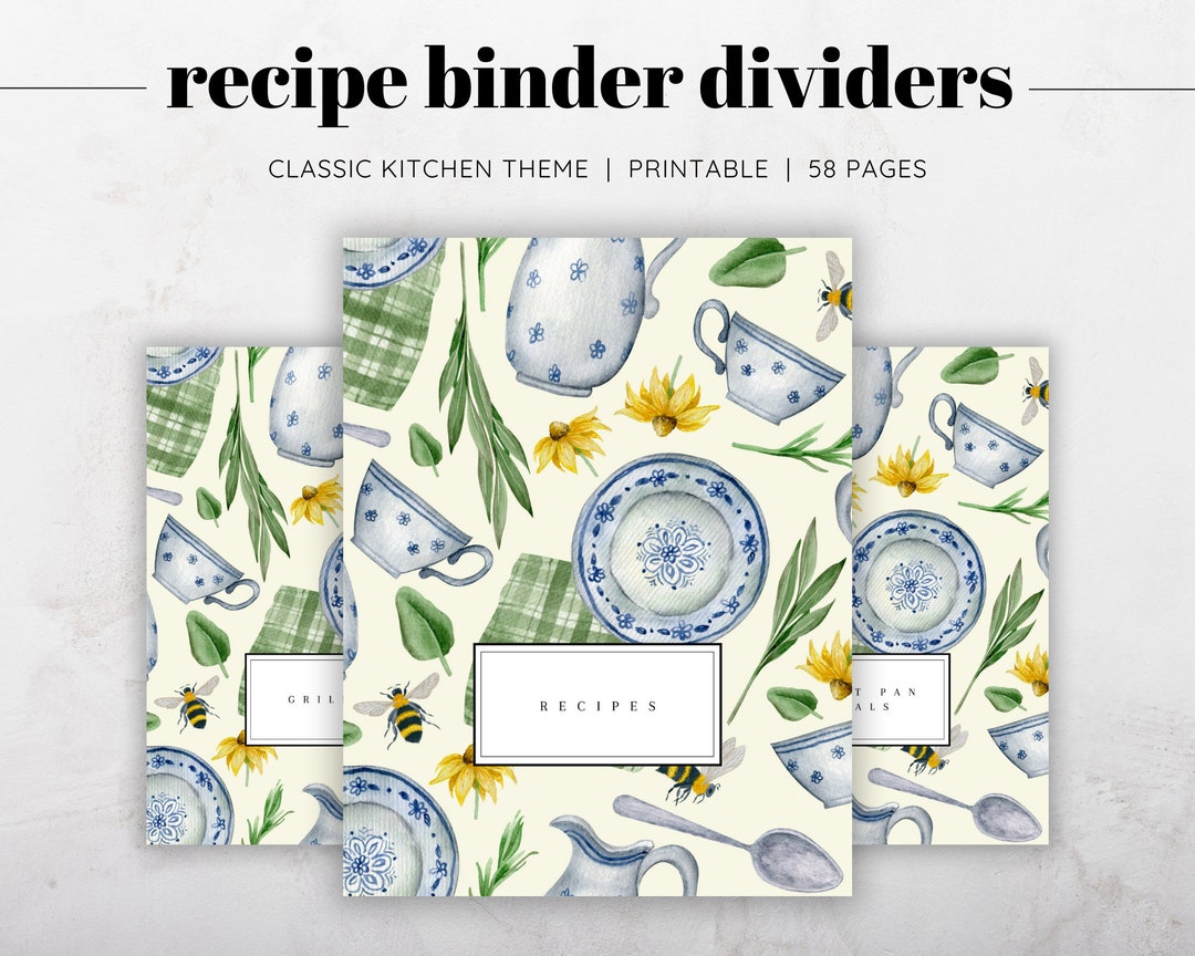 Classic Kitchen Recipe Binder Dividers, Recipe Binder Printable ...