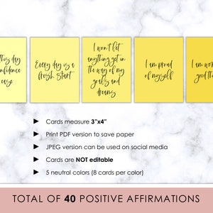 40 Yellow Positive Affirmations Printable Cards, Daily Reminder ...