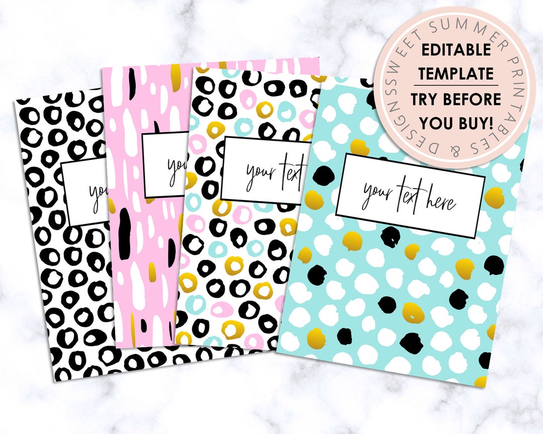 Modern Pink and Teal Editable Binder Covers, Editable Binder Template ...