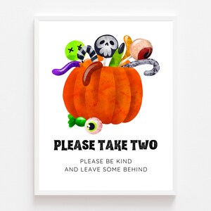 Trick or Treat Pumpkin Guts Sign Printable, Trick or Treat Sign, Please ...