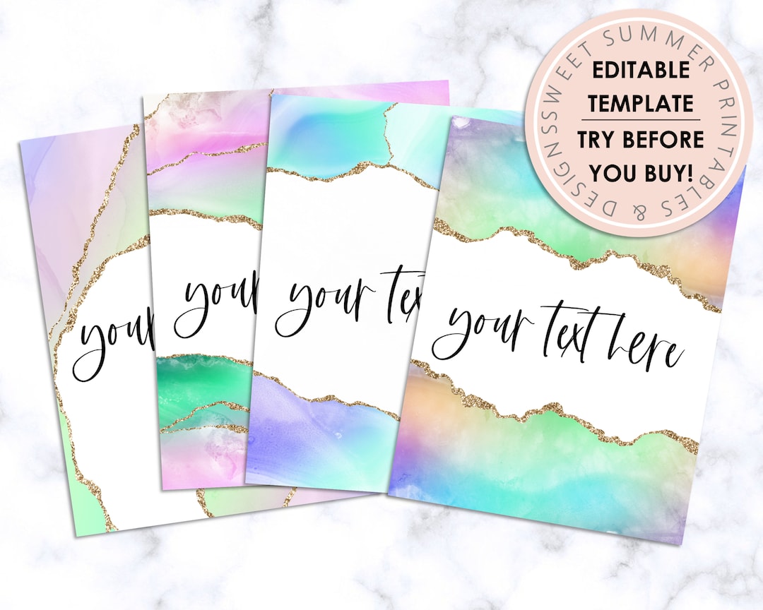 Rainbow Marble Editable Binder Covers, Editable Binder Cover Template ...