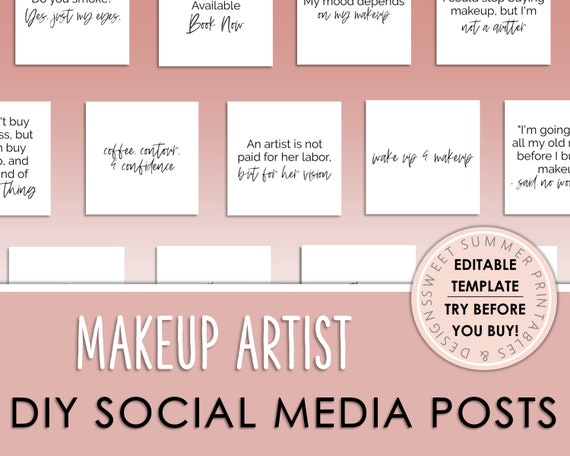 Makeup Artist Instagram Post Templates Makeup Instagram | Etsy