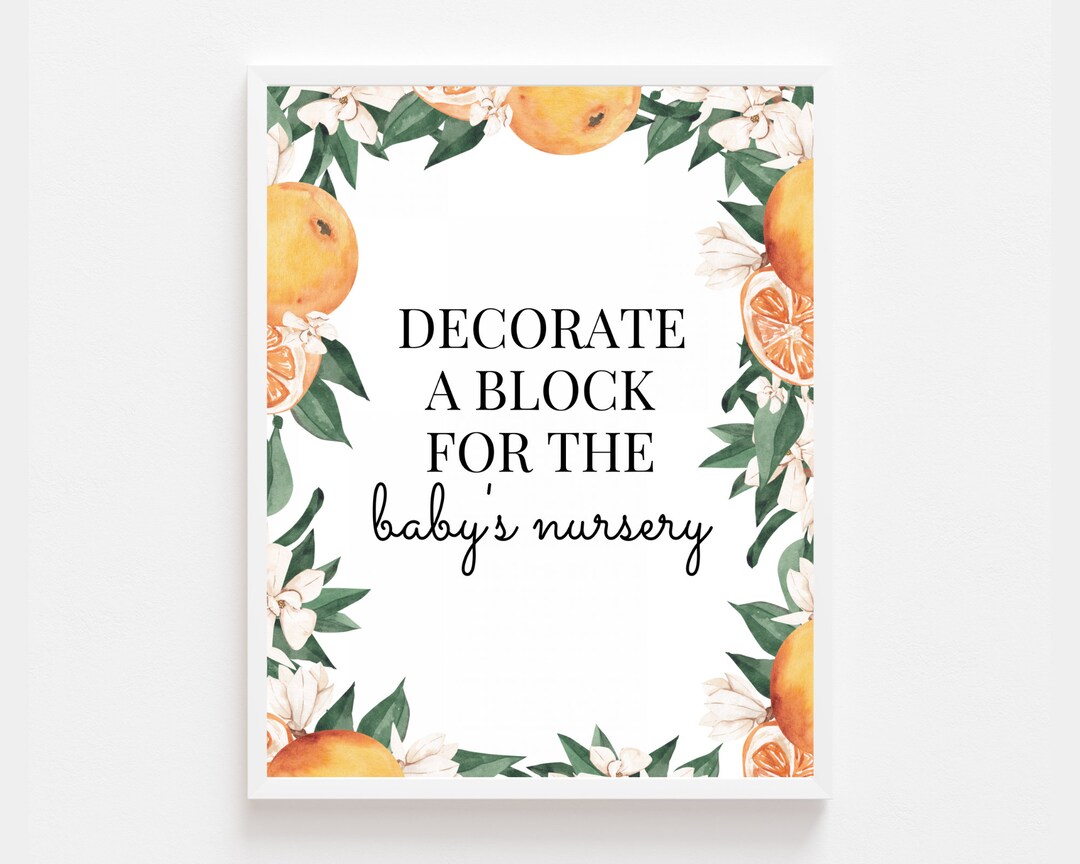 Citrus Baby Shower Block Party Sign Printable, Bridal Shower Sign ...