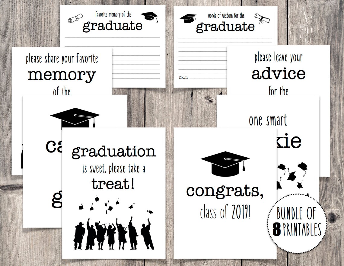 Graduation Party Sign Bundle Words of Wisdom Cards One Smart - Etsy