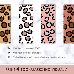 Leopard Print Editable Printable Bookmark, Animal Print Bookmark ...