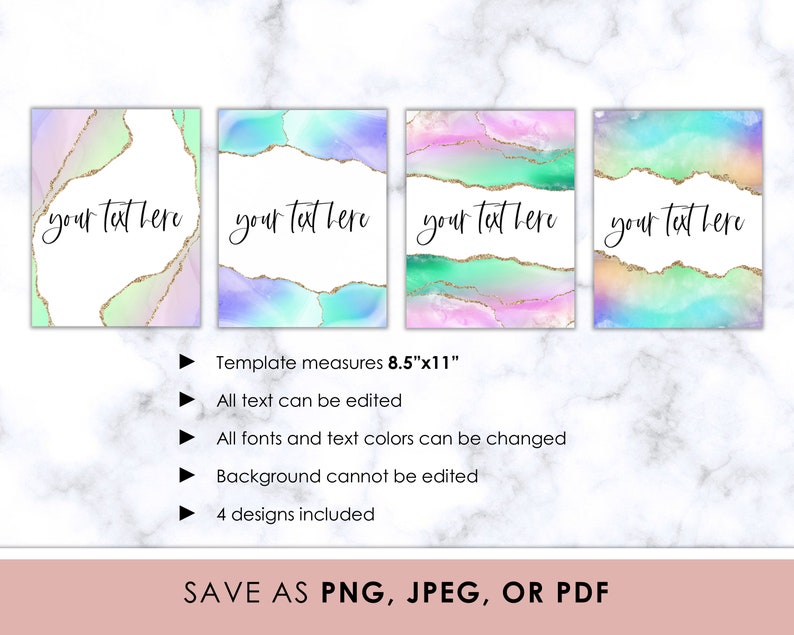 Rainbow Marble Editable Binder Covers Editable Binder Cover | Etsy