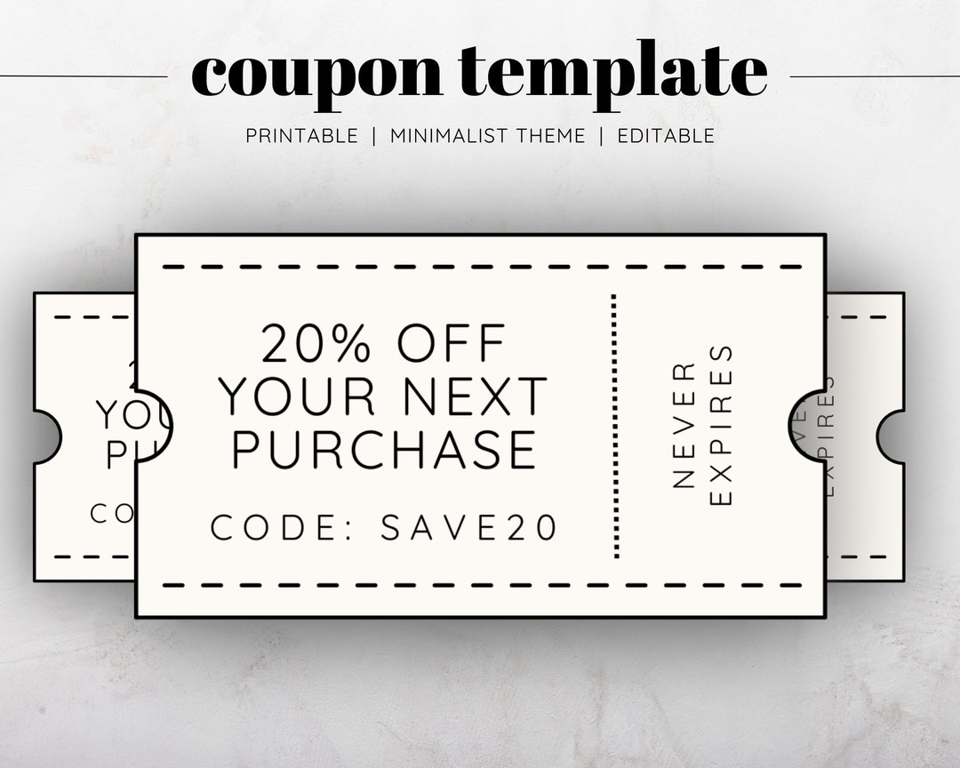 Minimalist Thank You Coupon Inserts, Reseller Thank You Coupon Template ...