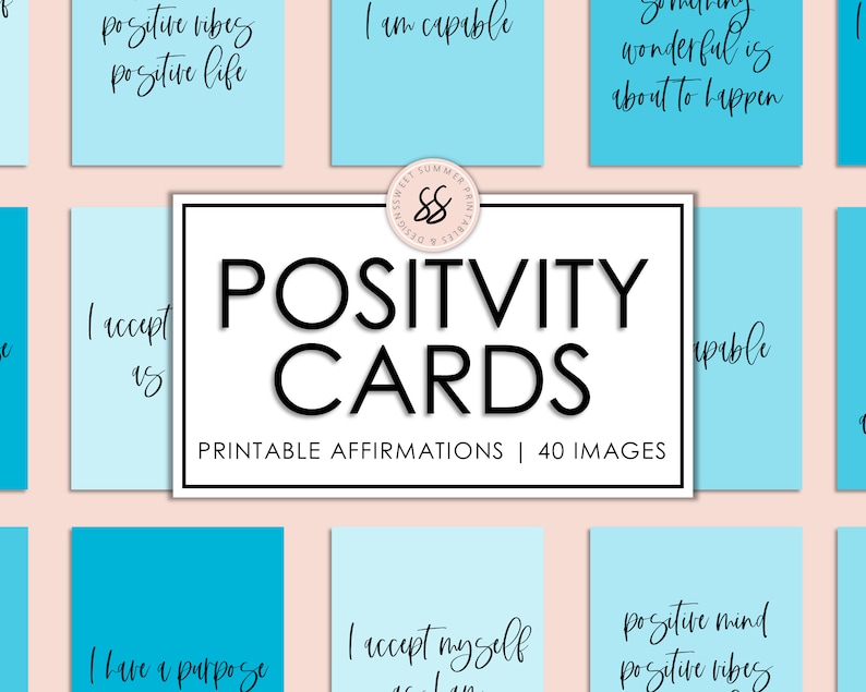 40 Cool Blue Positive Affirmations Printable Cards Daily - Etsy