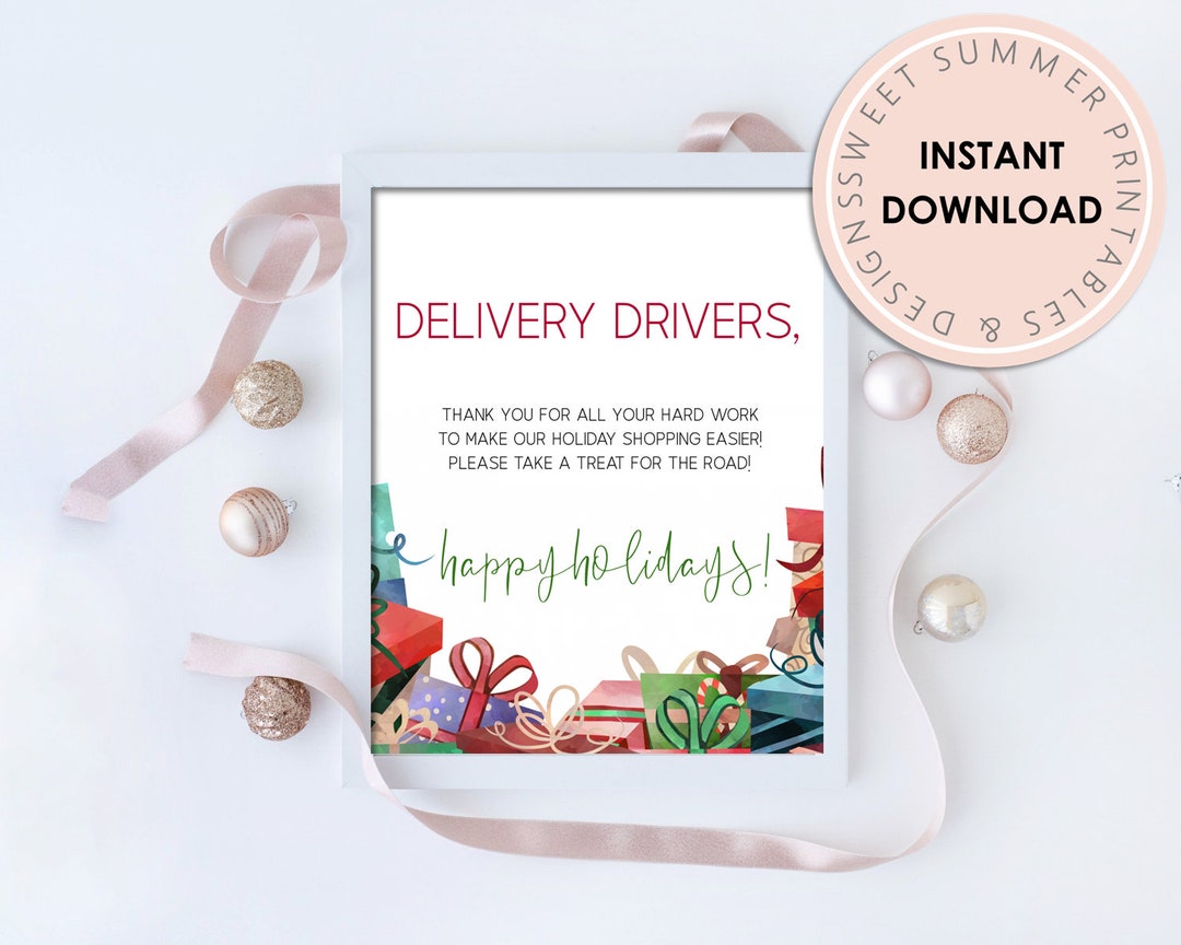 Christmas Gifts Delivery Drivers Sign Printable, Delivery Drivers ...