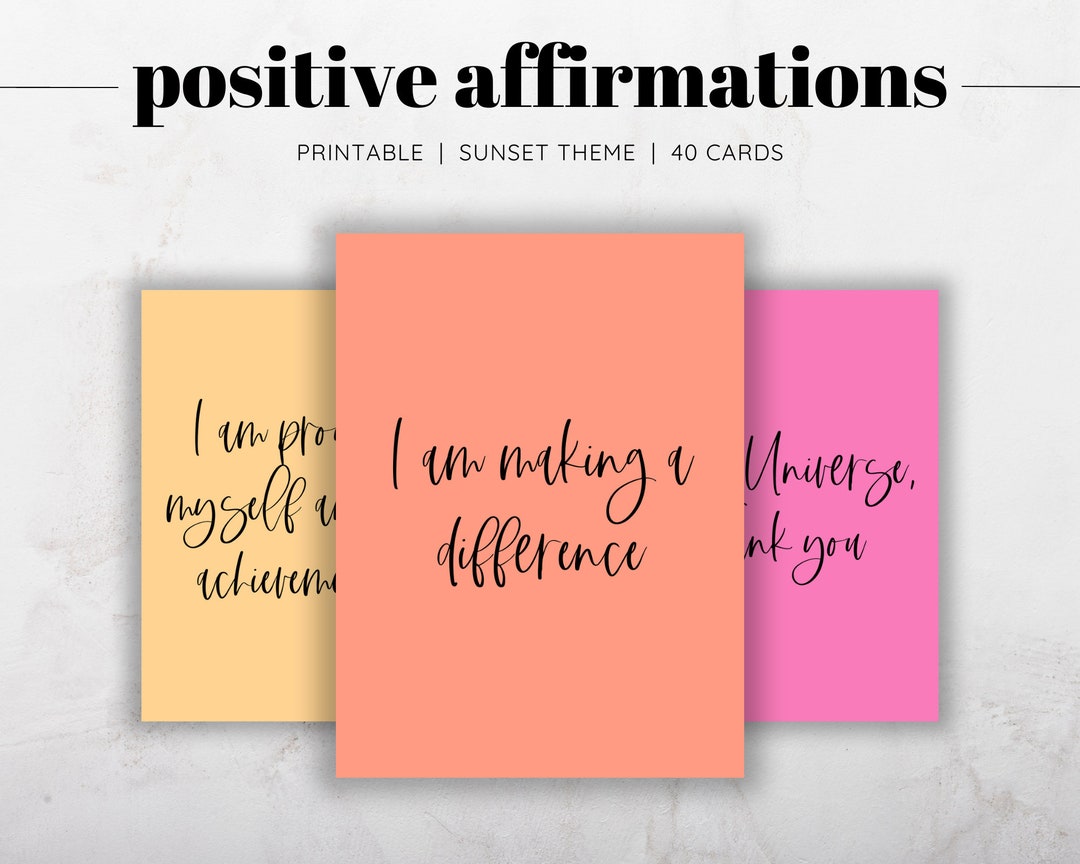 40 Sunset Positive Affirmations Printable Cards, Daily Reminder ...