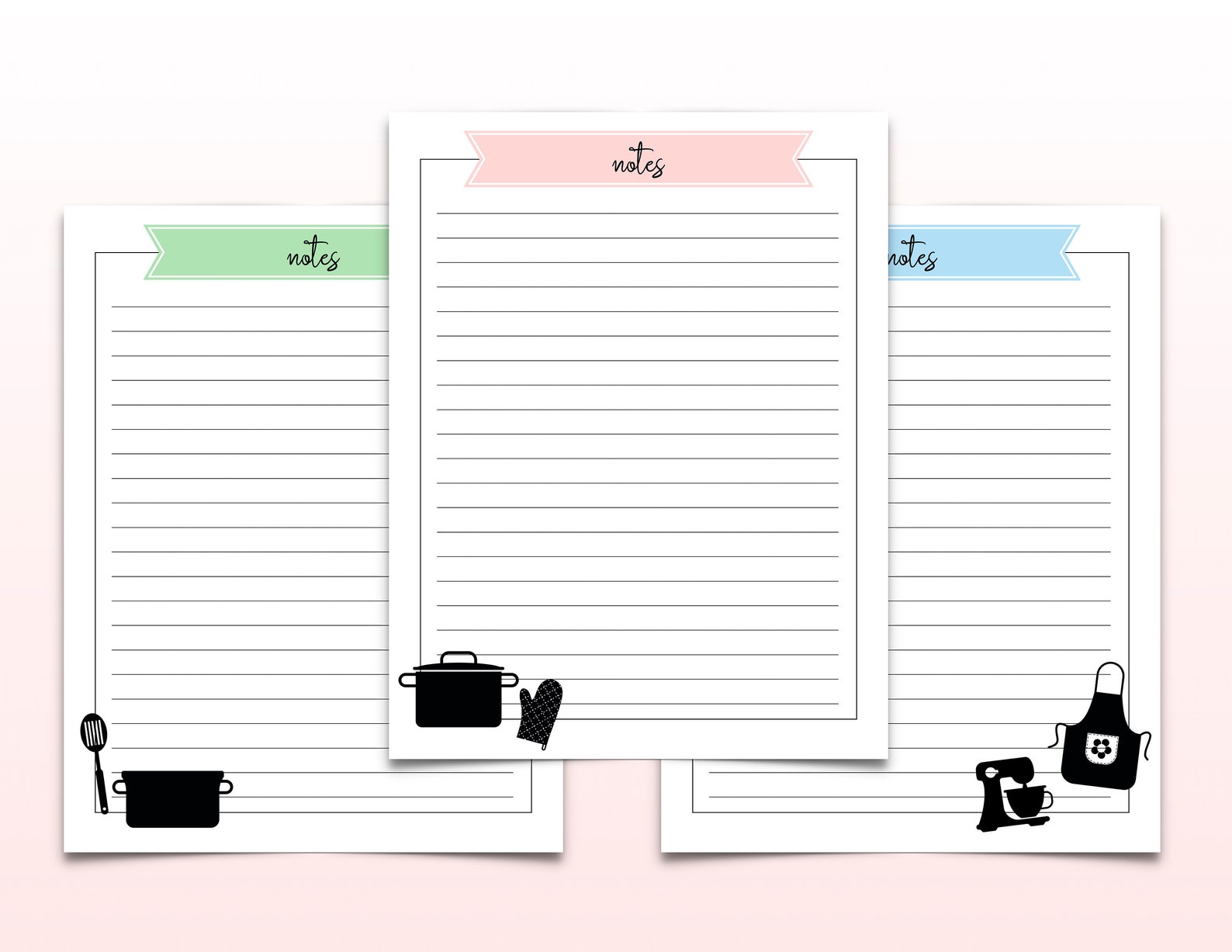 Recipe Binder Notes Printable Recipe Notes Template Recipe | Etsy