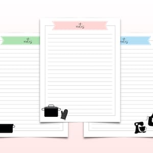 Recipe Binder Notes Printable, Recipe Notes Template, Recipe Notes ...
