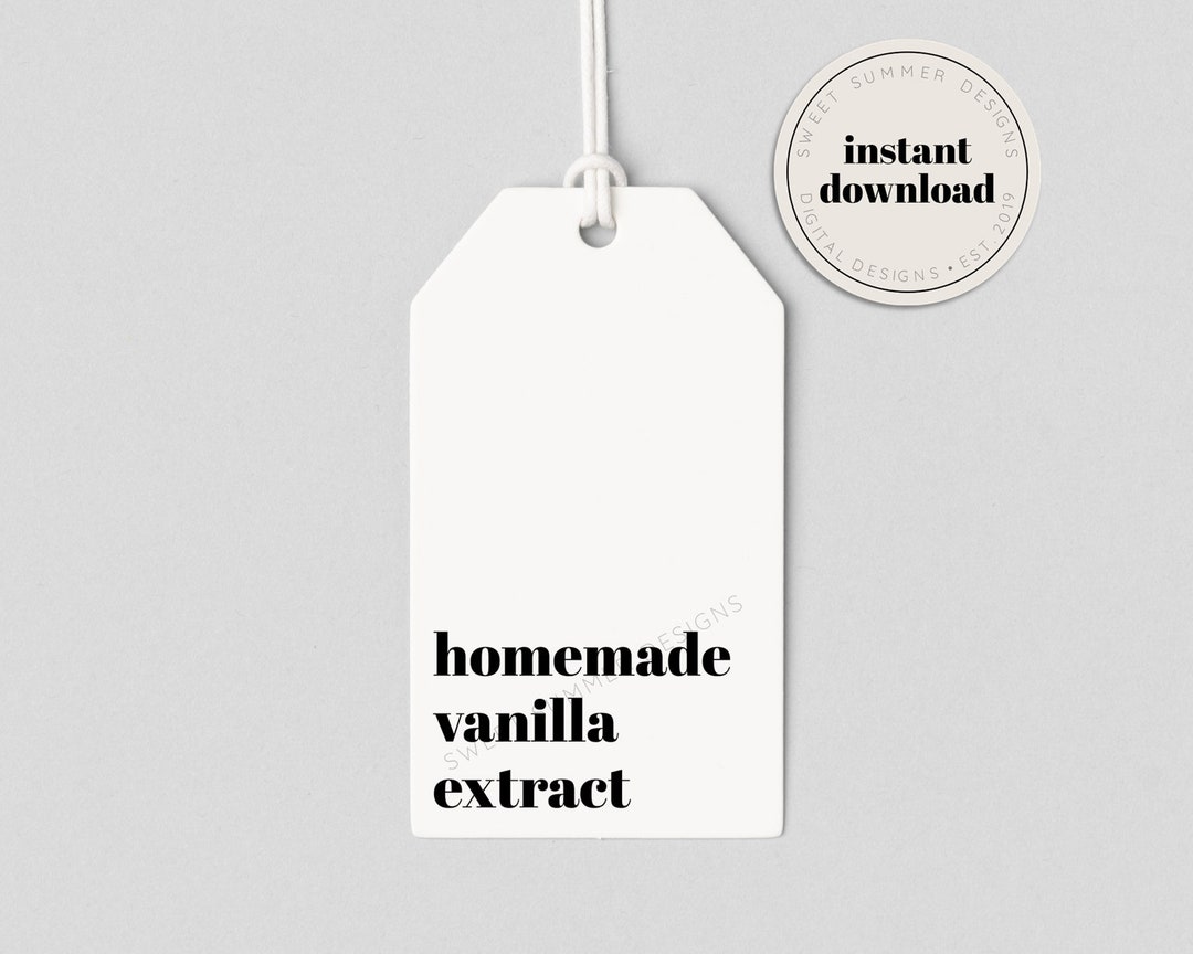 Minimalist Vanilla Extract Tag Printable, Homemade Vanilla Tag, Simmer ...