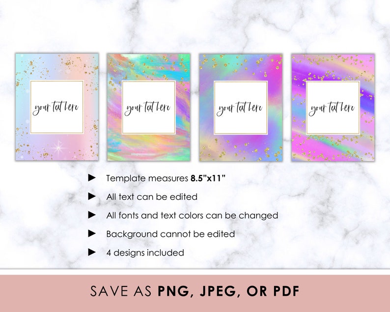 Unicorn Glitter Editable Binder Covers Editable Binder Cover - Etsy