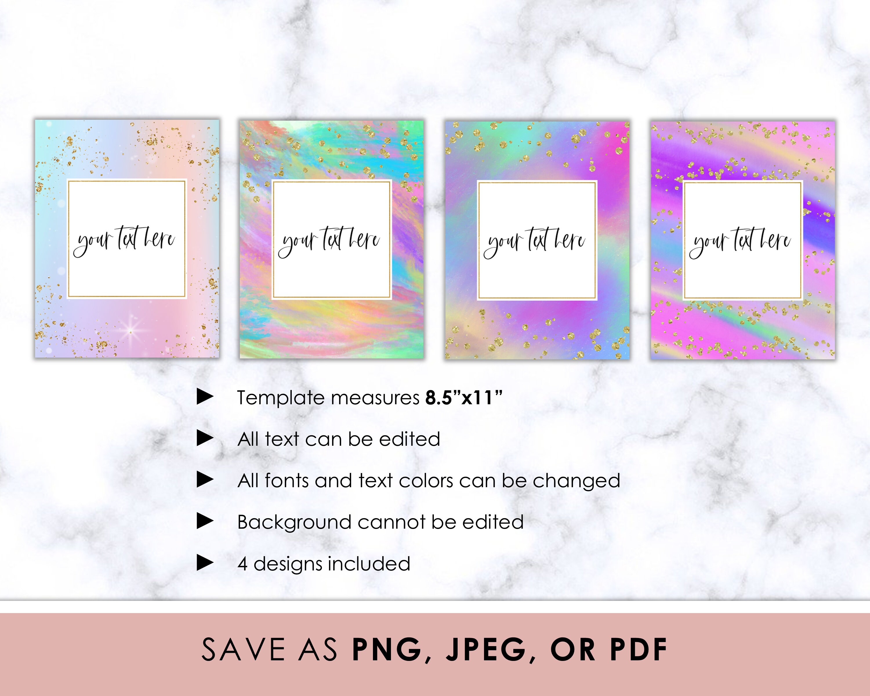 Unicorn Glitter Editable Binder Covers, Editable Binder Cover Template ...