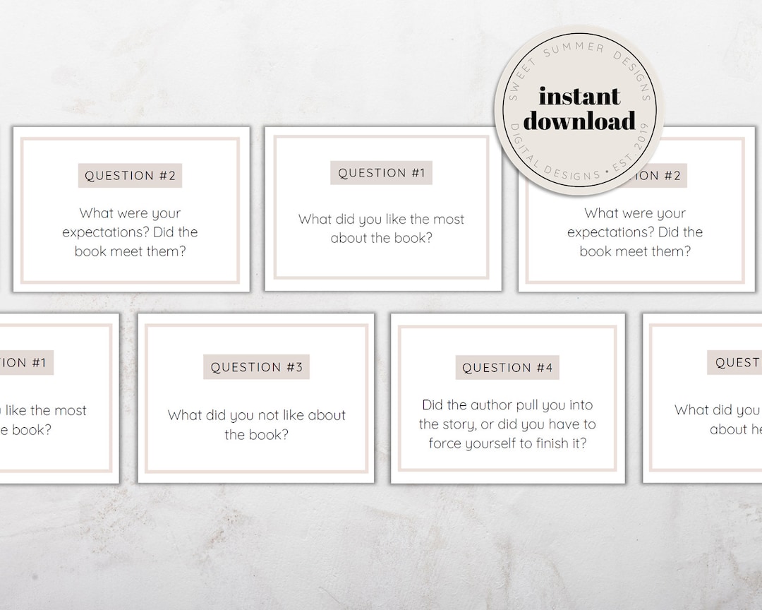 Minimalist Book Club Questions Printable, Book Club Discussion, Book ...