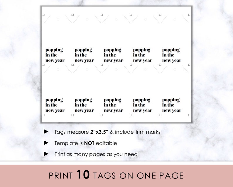 Popping Into the New Year Tag Printable, New Year Tag, New Years Treat ...