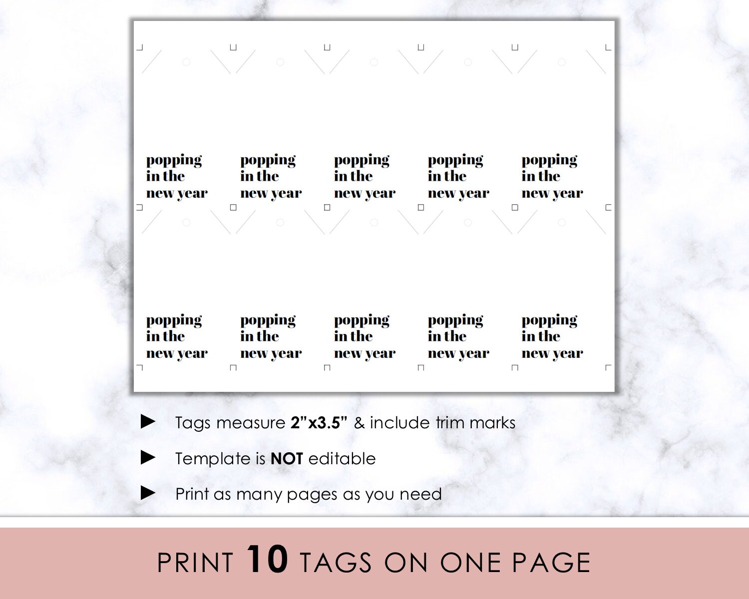 Popping Into the New Year Tag Printable New Year Tag New | Etsy