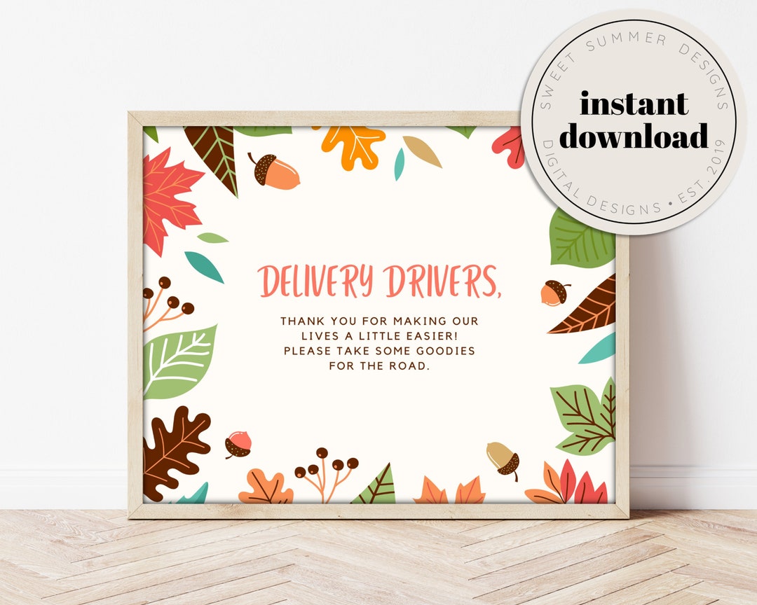 Fall Fun Delivery Drivers Sign Printable, Delivery Drivers Printable ...