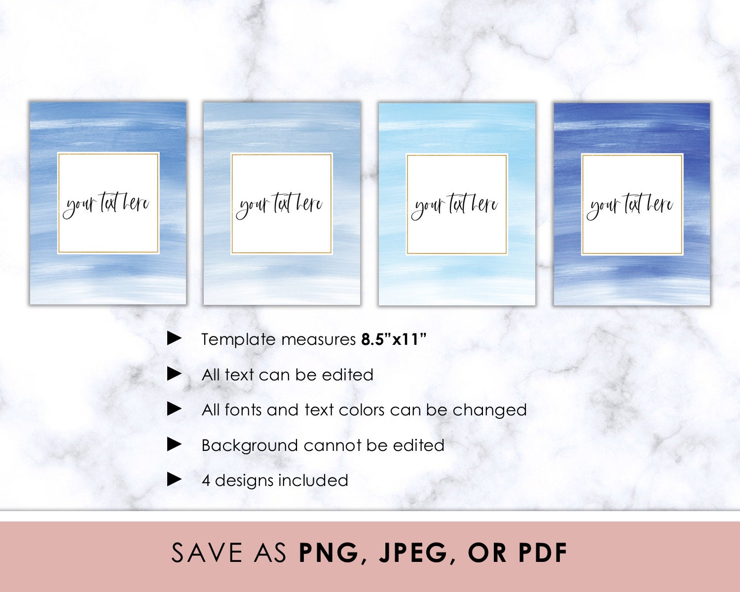 Blue Watercolor Editable Binder Covers Blue Template - Etsy