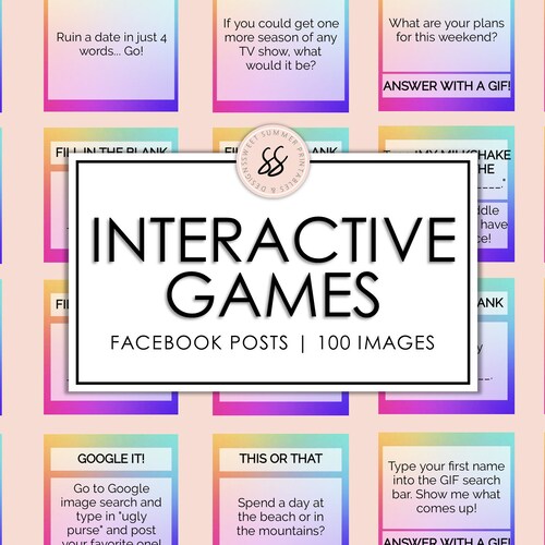 100 Blush Facebook Games Interactive Posts Social Media - Etsy