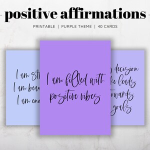 40 Purple Positive Affirmations Printable Cards, Daily Reminder ...