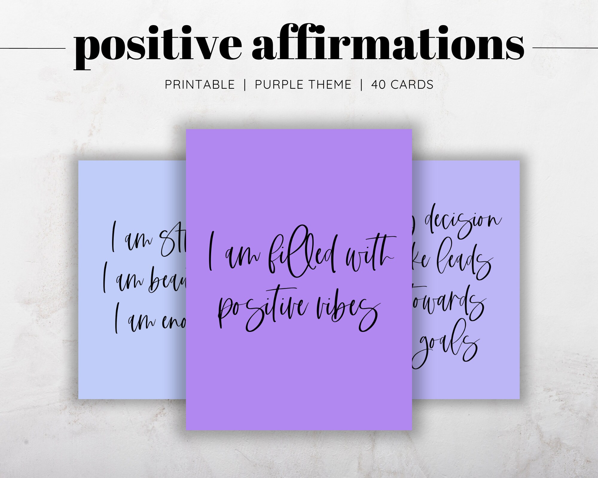 40 Purple Positive Affirmations Printable Cards, Daily Reminder ...