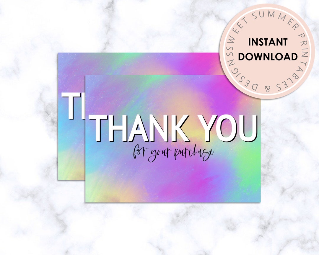 Buy Rainbow Splash Thank You Card, Printable Thank You Card, Package ...