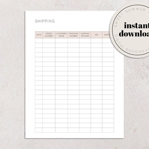 Shipping Tracker Printable, Shipping Tracker Sheet, Editable Shipping ...