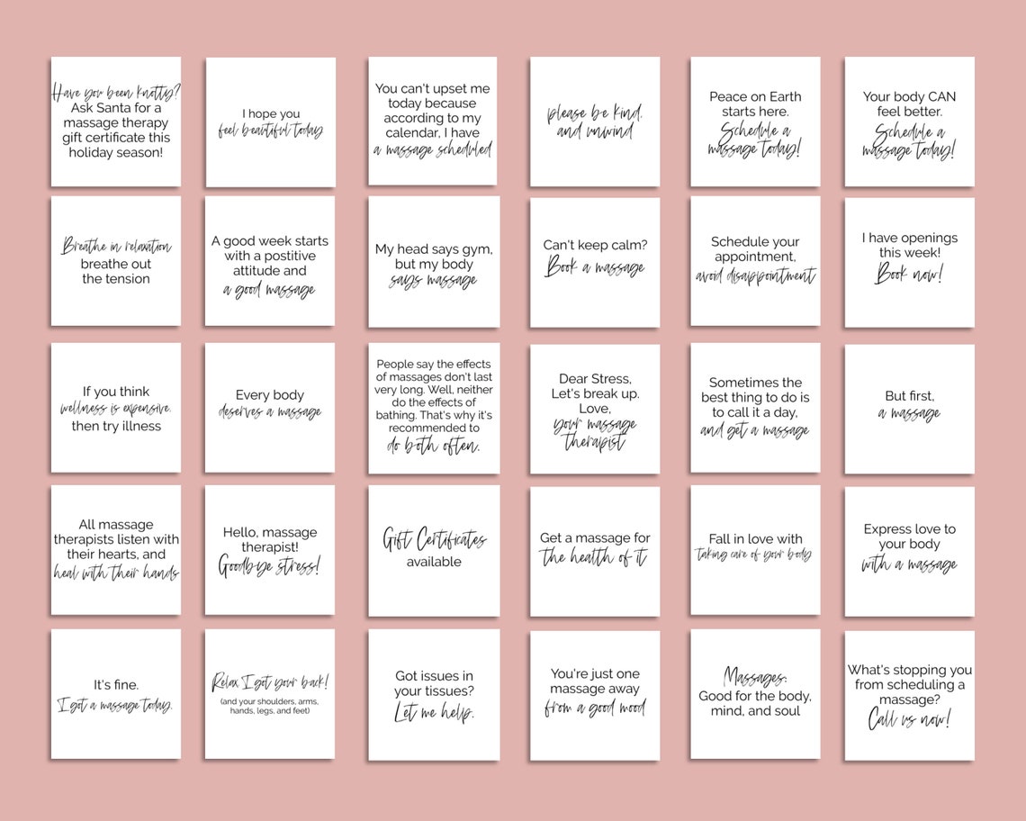 Massage Therapist Instagram Post Templates Massage Instagram Etsy