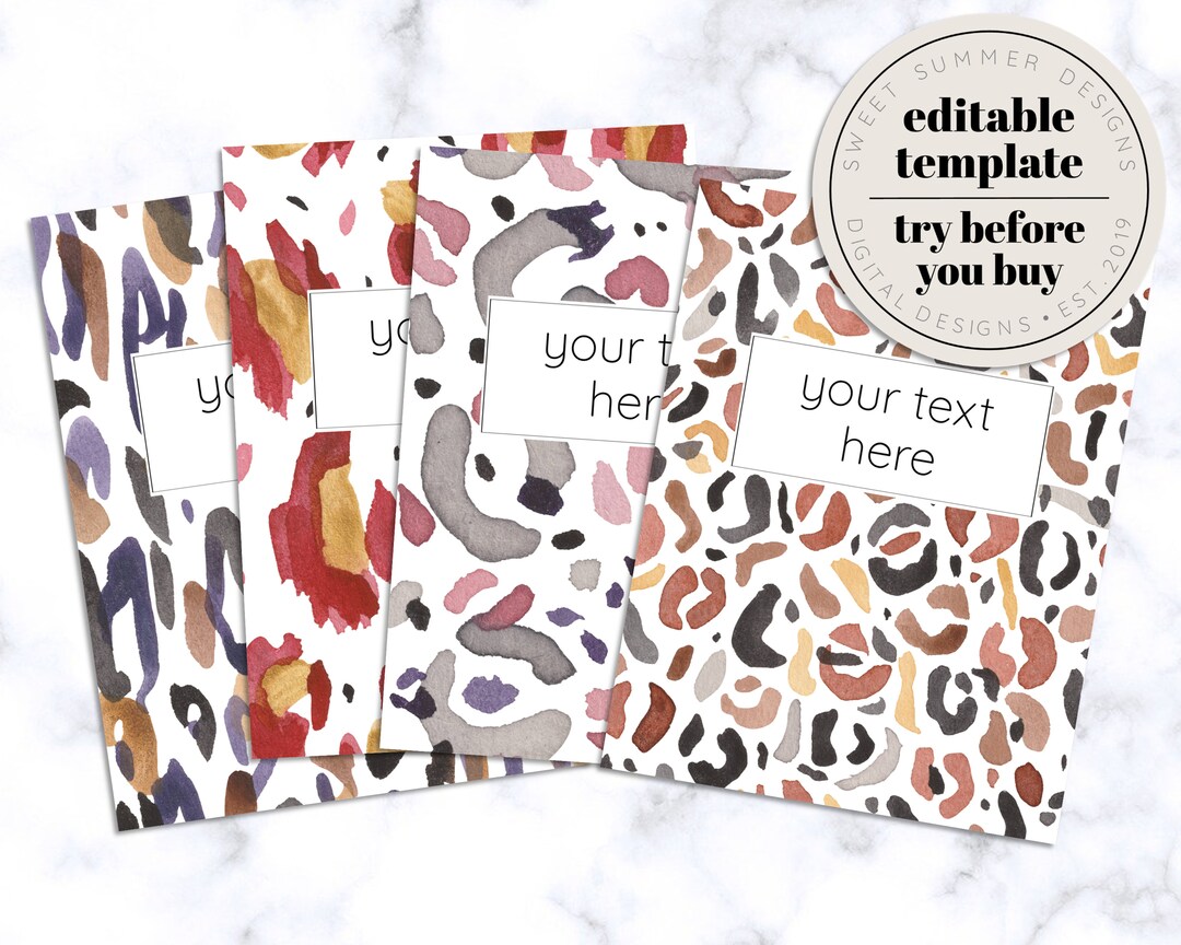 Abstract Leopard Editable Binder Covers, Editable Binder Cover Template ...