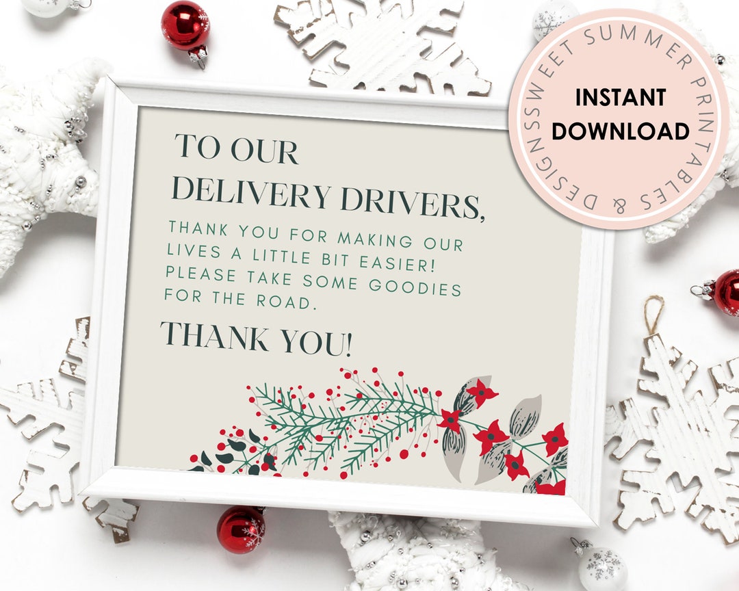 Christmas Foliage Delivery Drivers Sign Printable, Delivery Drivers ...