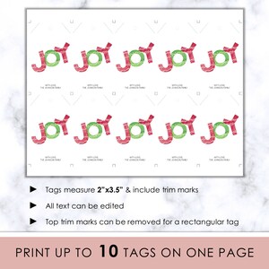 Colorful Joy Gift Tag Printable, Editable Christmas Gift Tag, Holiday ...