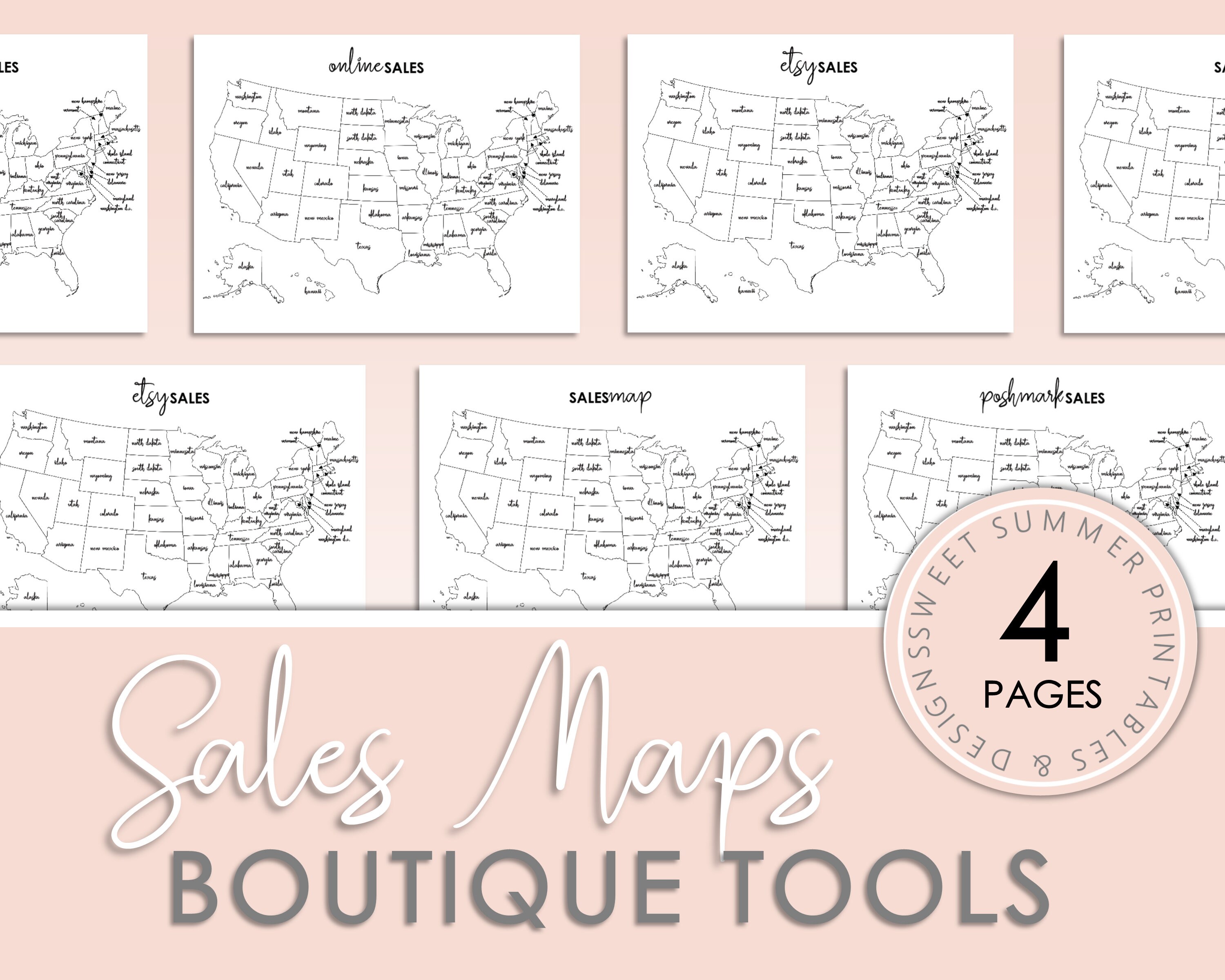 Sales Map Printable US Sales Map Printable Sales Map | Etsy