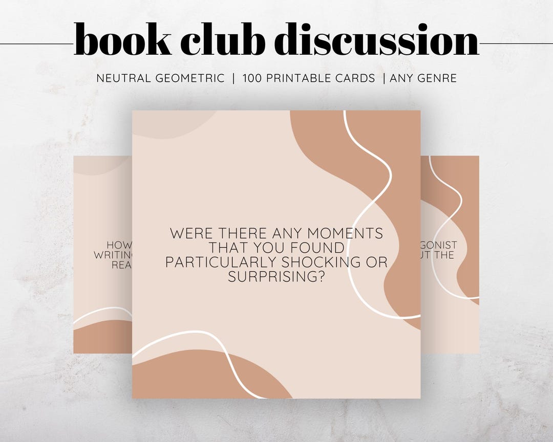 100 Neutral Geometric Book Club Questions Printable, Book Club ...