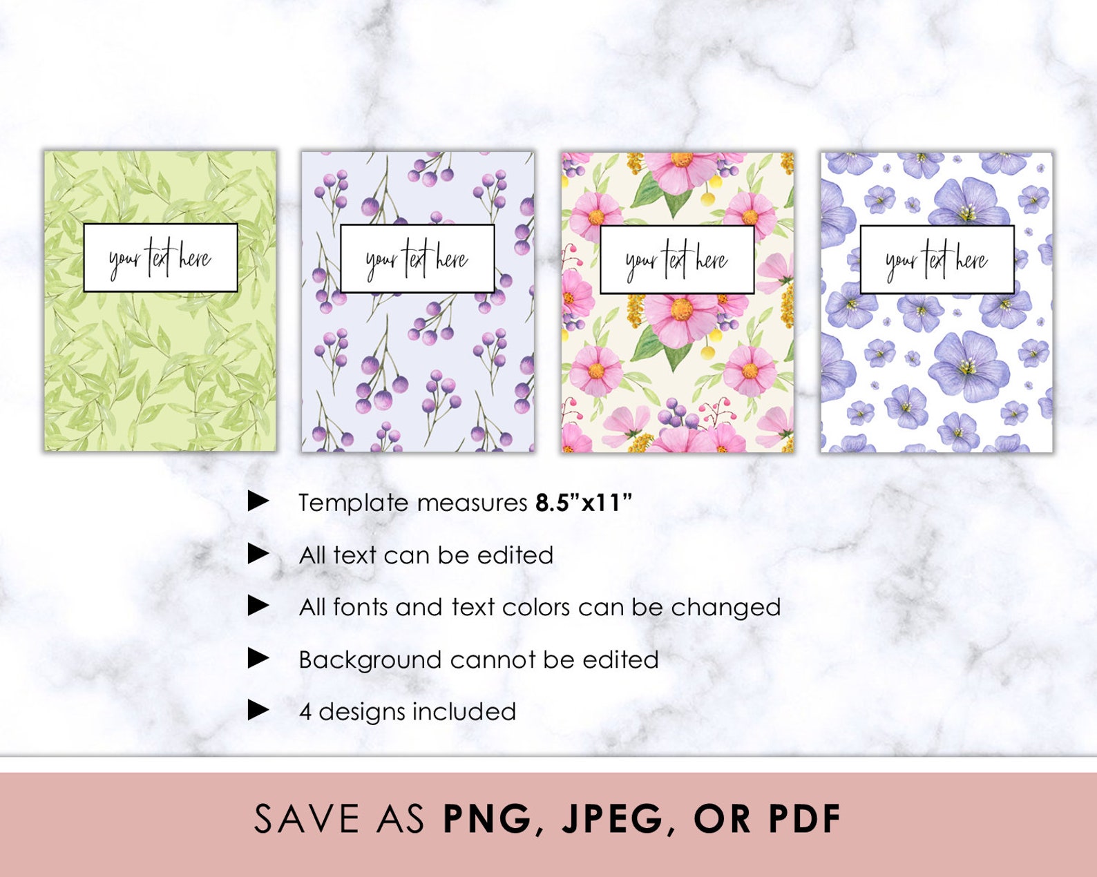 Floral Garden Editable Binder Covers Floral Template - Etsy